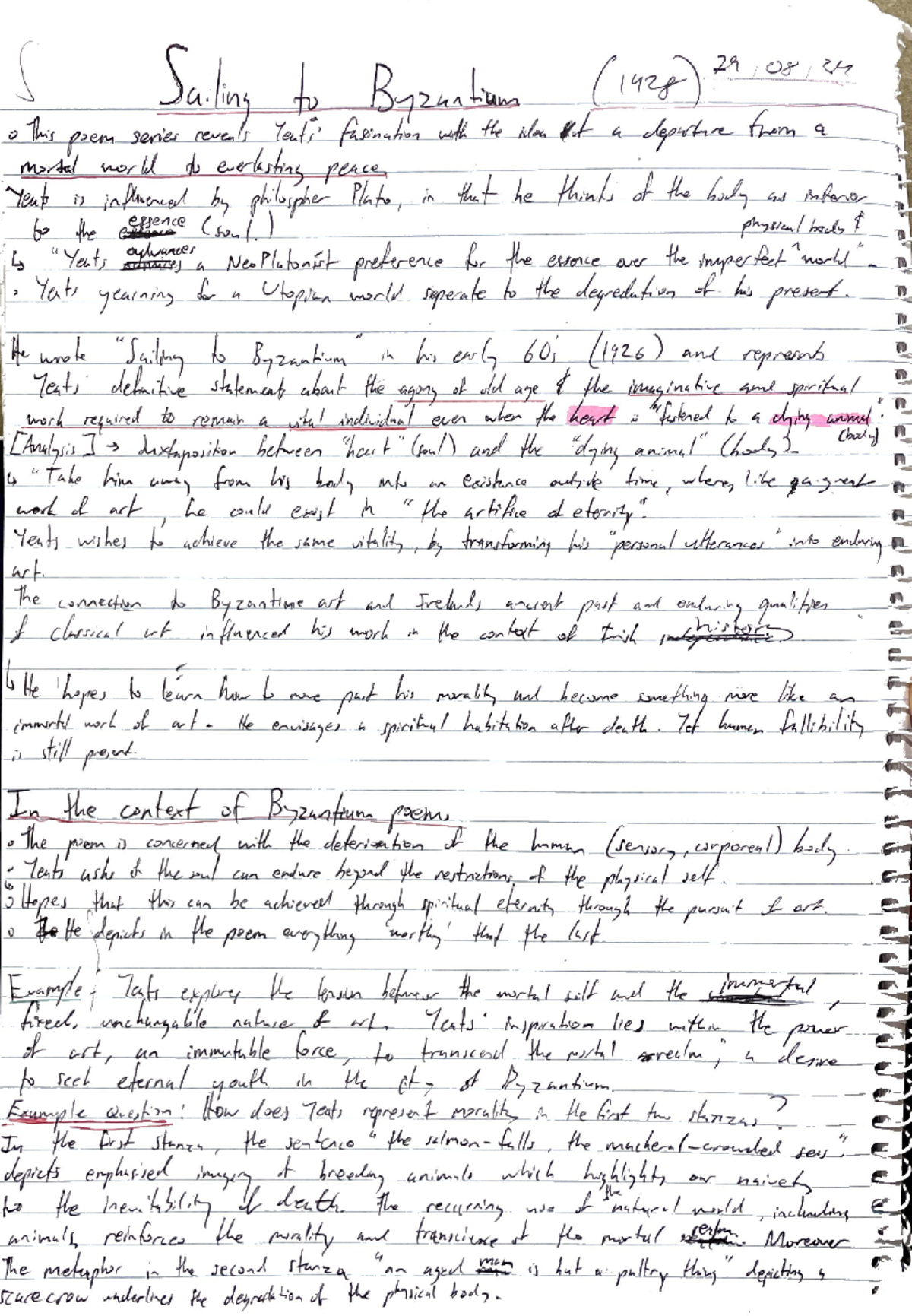 W.B. Yeats' Poem Analysis: Sailing to Byzantium Insights - Studocu