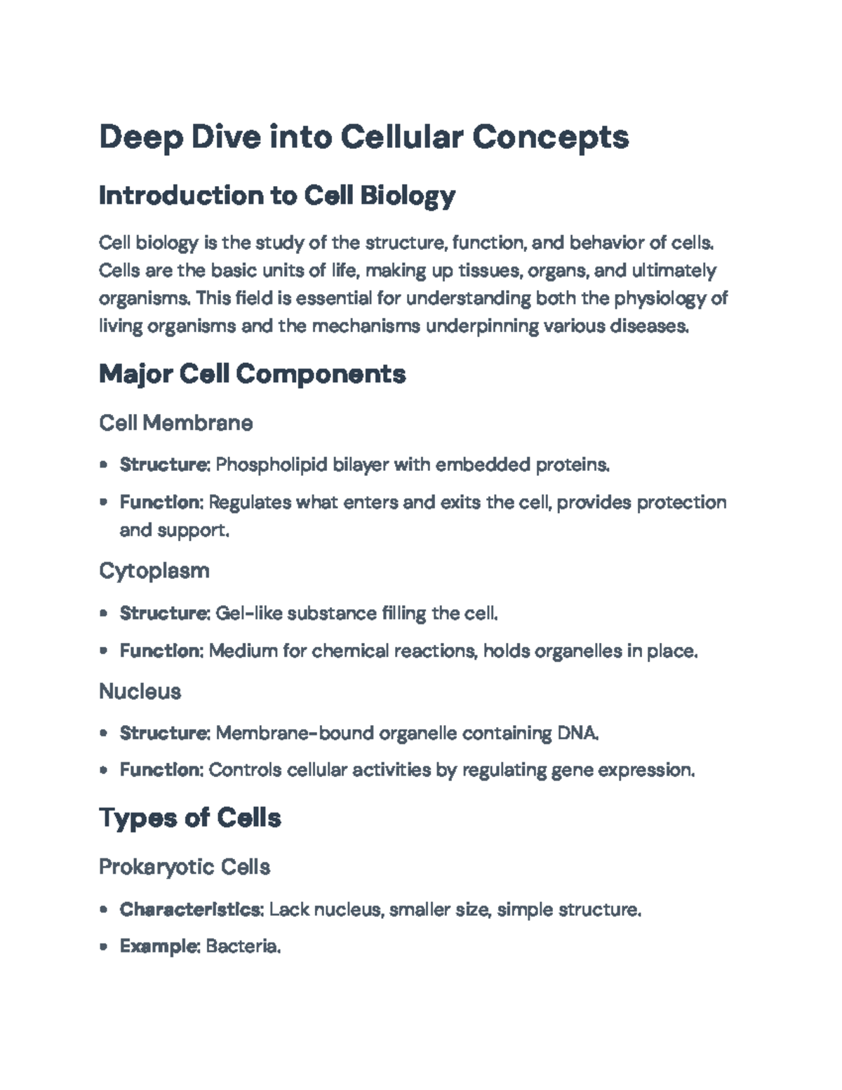 Final Exam Review: Deep Dive into Cellular Concepts (BIO101) - Deep ...
