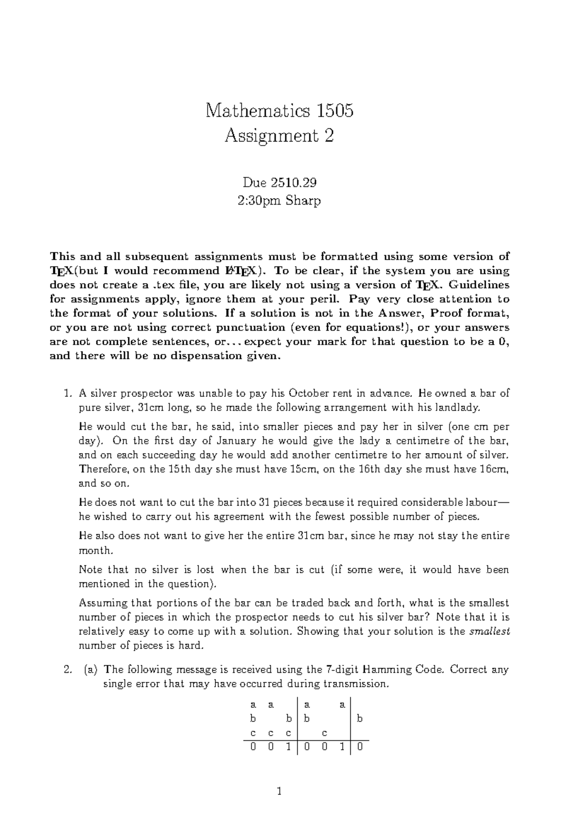 Mathematics 1505 Assignment 2 Guidelines and Problem Solving - Studocu