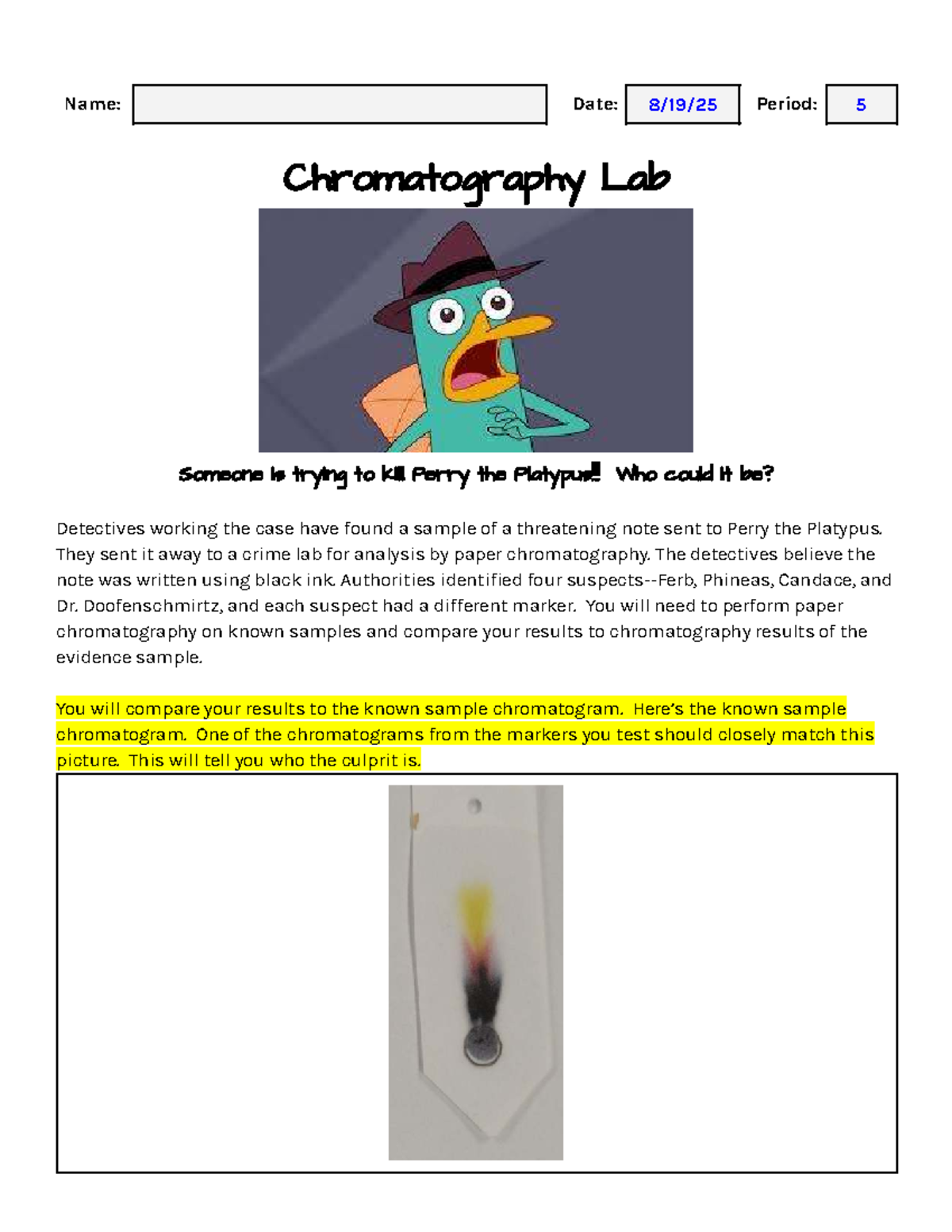 Perry Platypus Chromatography Lab Report (2022) - Studocu