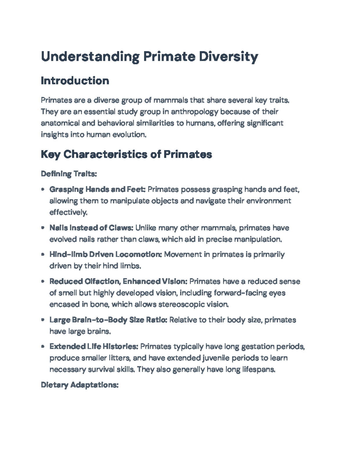 Understanding Primate Diversity: Traits, Distribution & Evolution - ANT ...