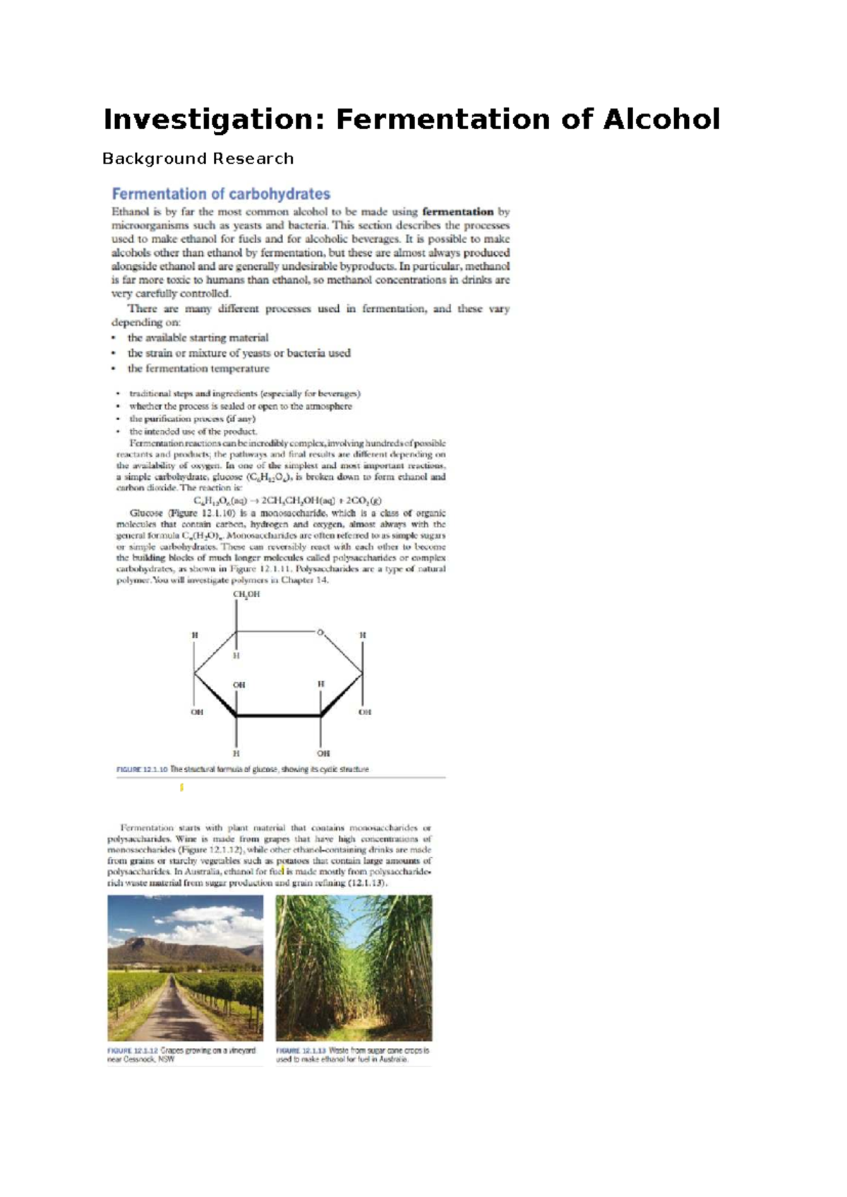 Fermentation Experiment Report: Alcohol Production & CO2 Effects - Studocu