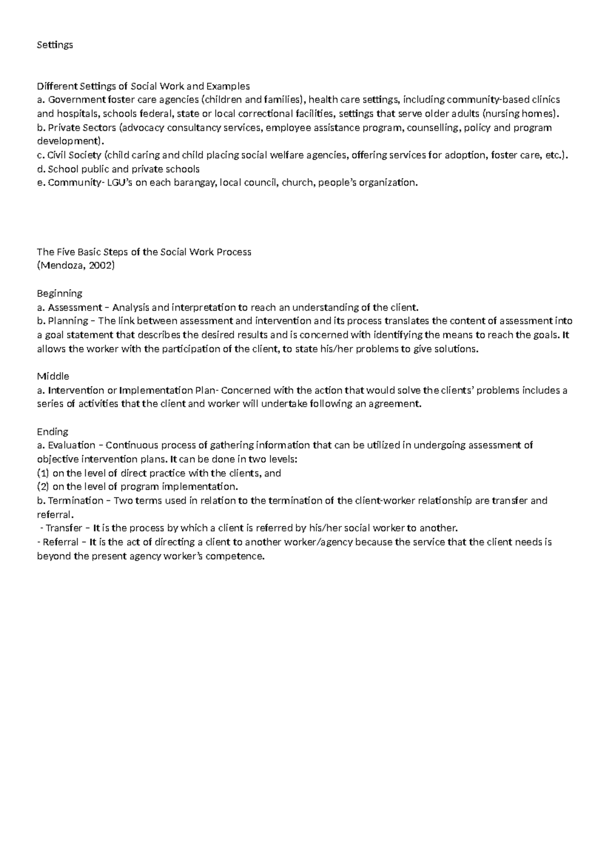SW101: Basic Process and Settings in Social Work Practice - Studocu