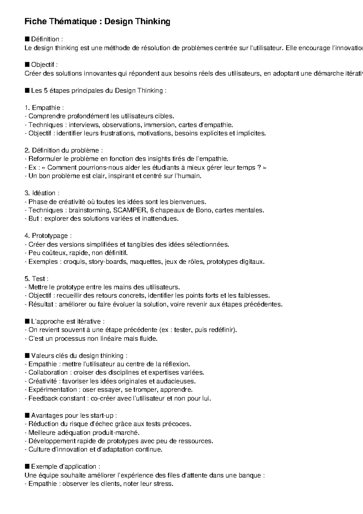Fiche Cours : Design Thinking - Résumé et Méthodologie Essentielle ...