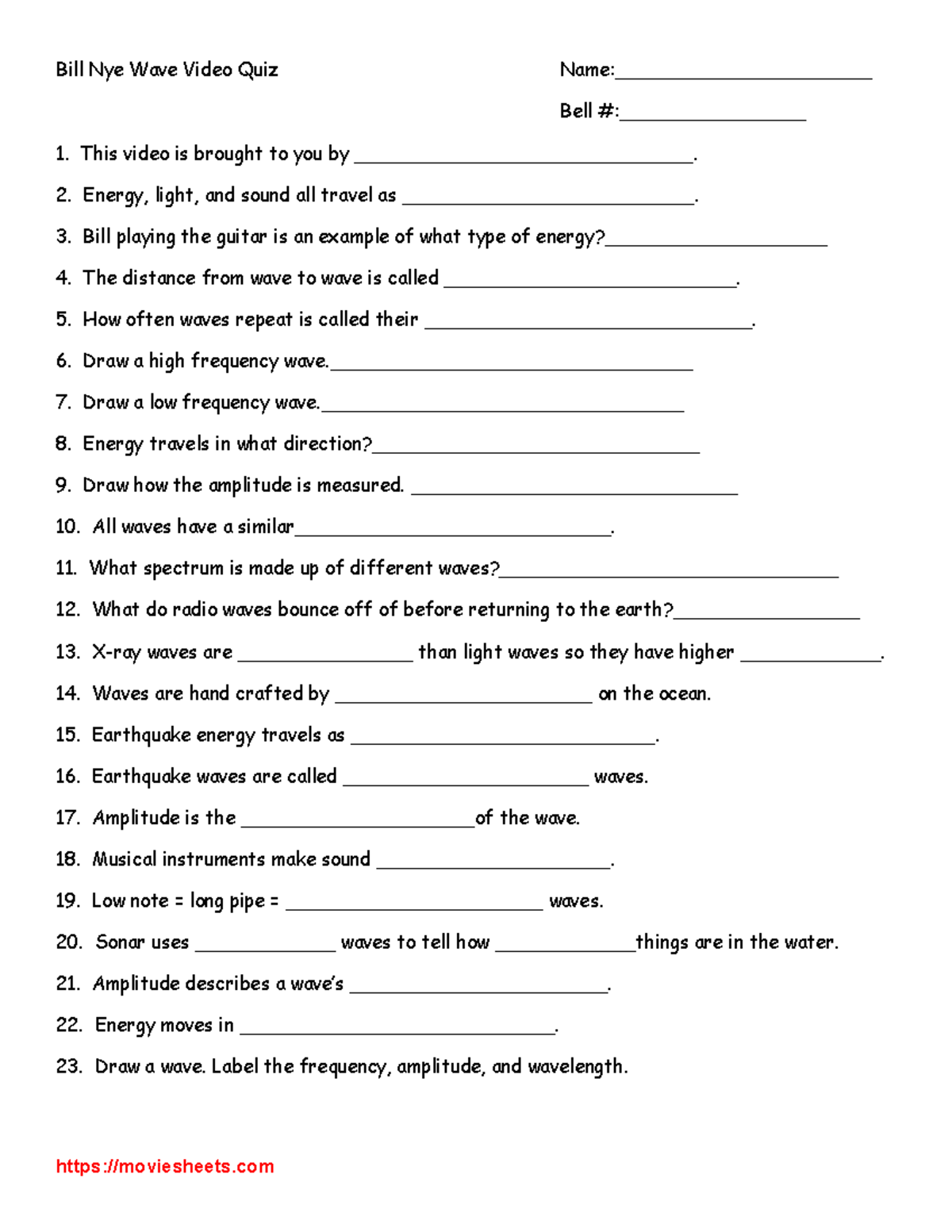 Bill Nye Wave Video Quiz - Kids Edition - Studocu