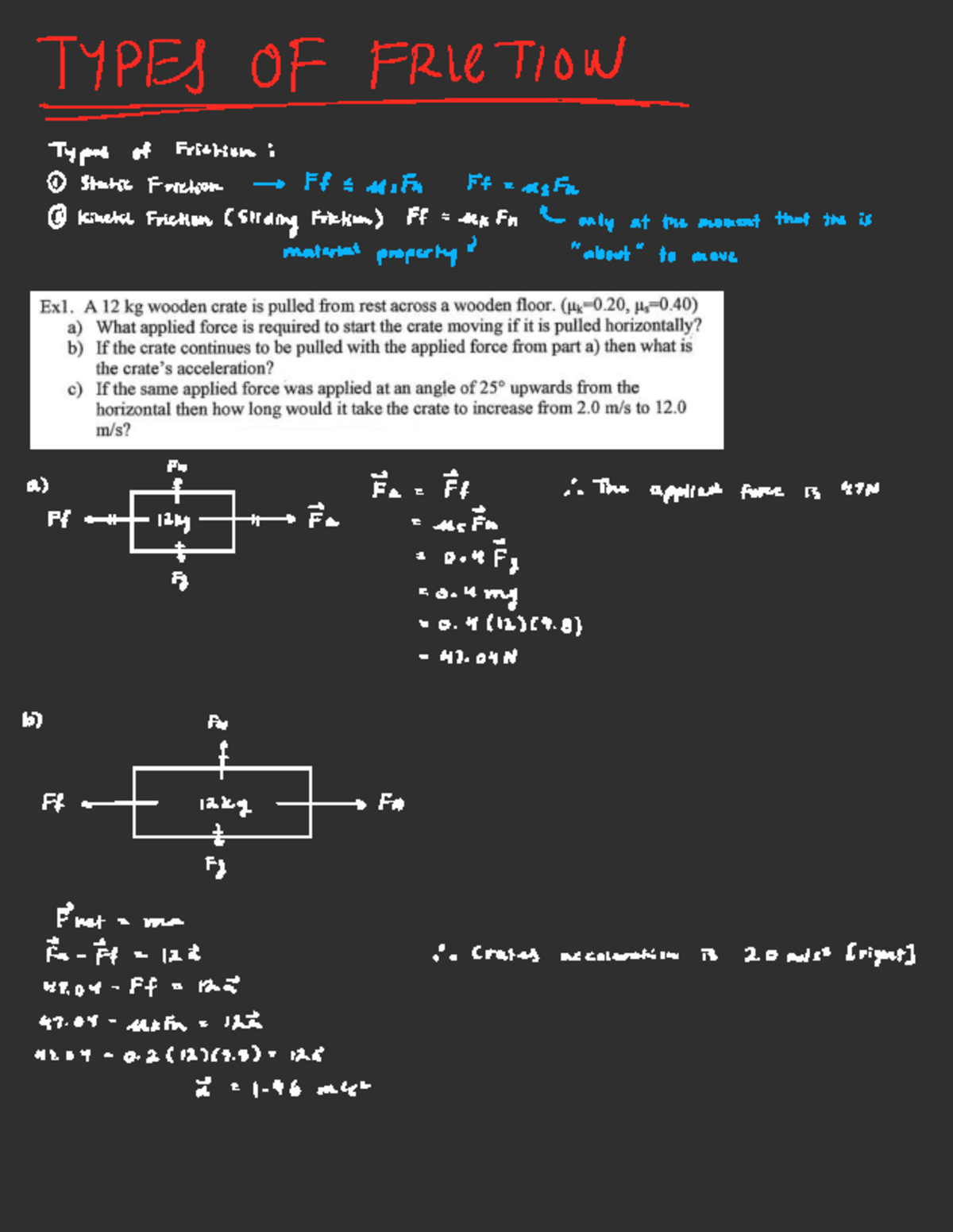 Dynamics - Notes on Friction Types and Forces - Studocu
