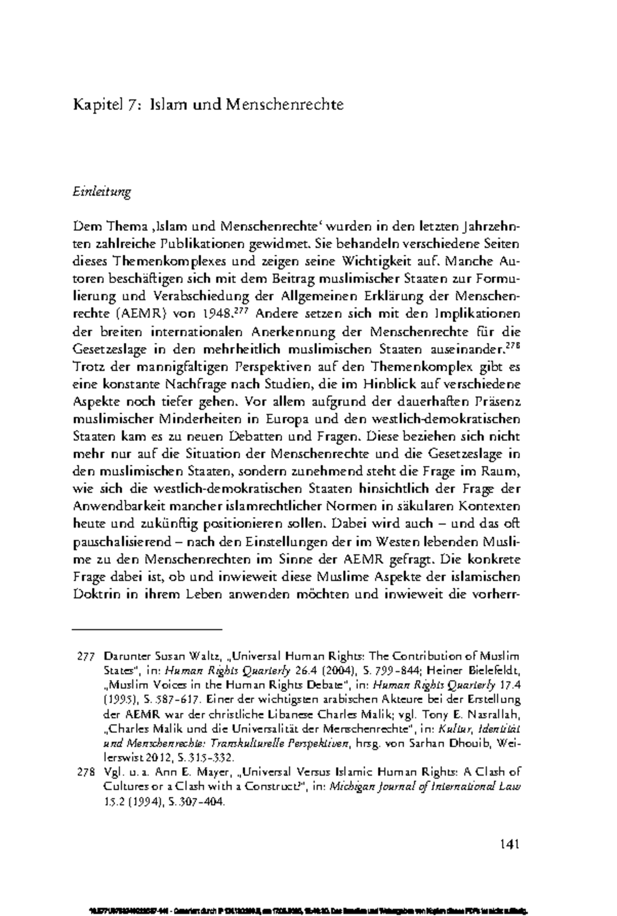 Kapitel 7: Islam und Menschenrechte - Eine kritische Analyse - Studocu