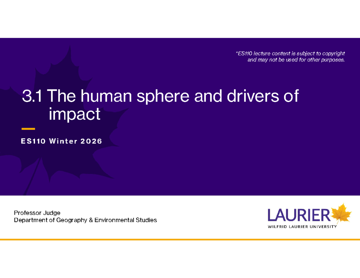 3.1 The Human Sphere: Drivers of Environmental Impact - ES110 Lecture ...