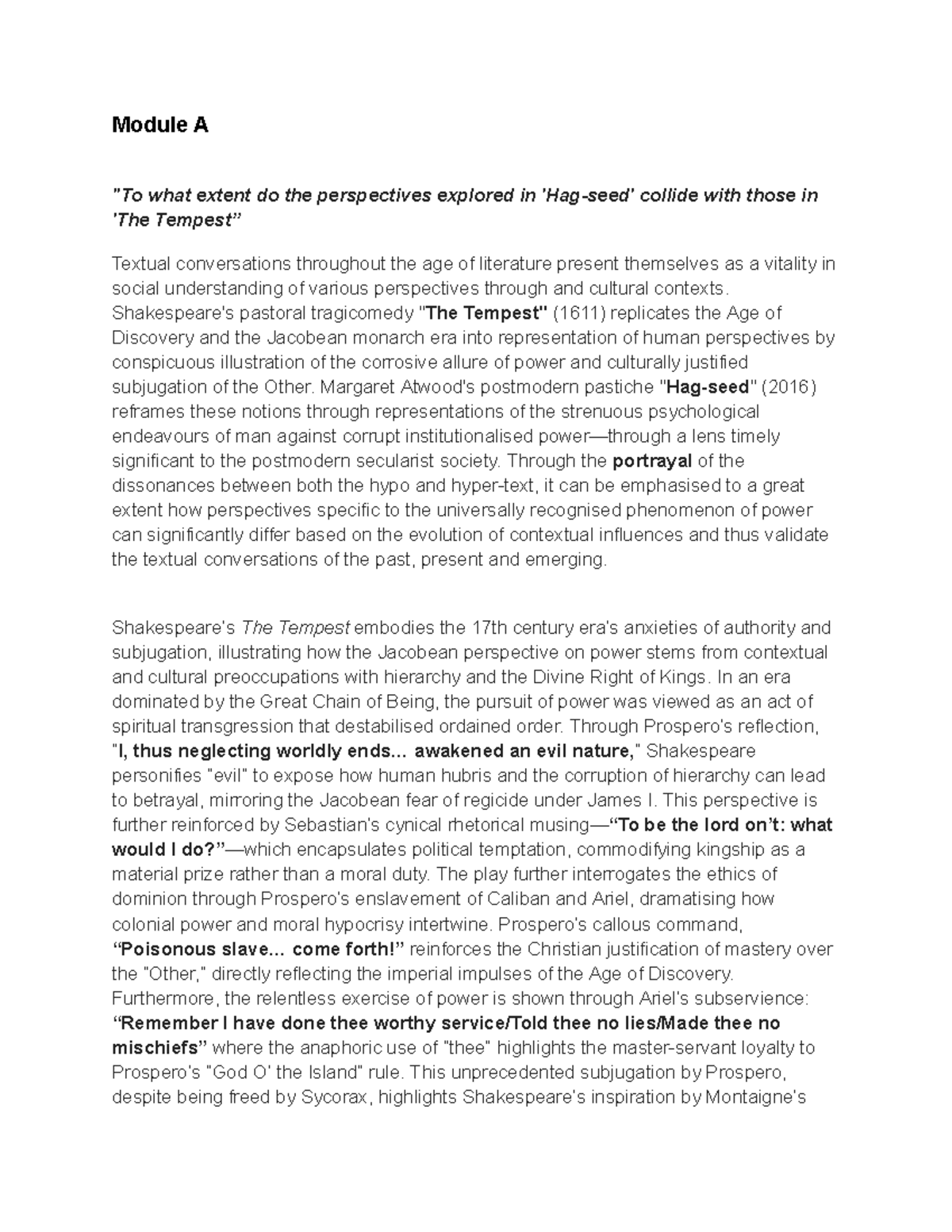 HSC Module A: Perspectives in Literature and Power Dynamics - Studocu