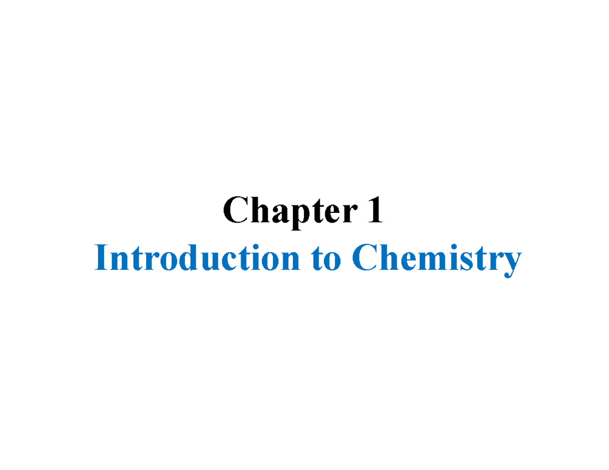 CHEM 101: Chapter 1 - Introduction to Chemistry & Measurement Rules ...