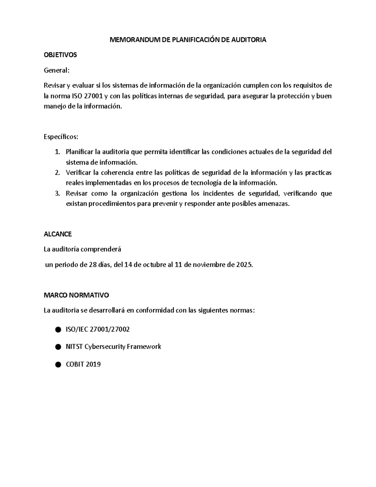 Auditoría de Sistemas de Información DSG AVS - Informe Final - Studocu