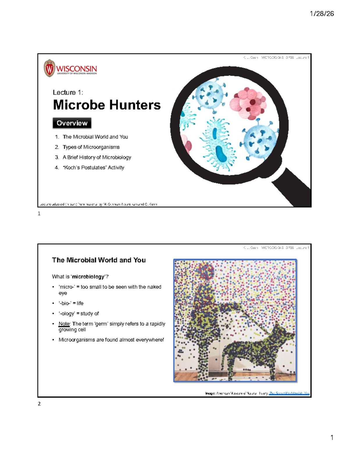 MicroBIO 345 SP26 Lecture 1: Overview of Microbe Hunters - Studocu