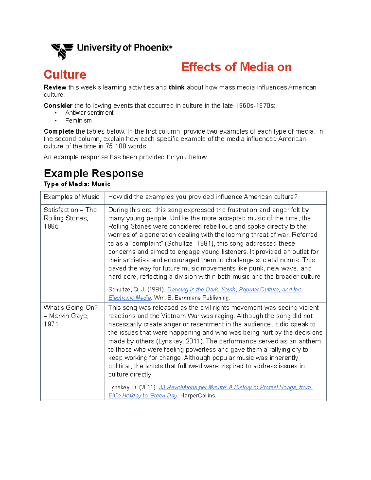 Effects of Media on Culture: A Review of Influences in America - Studocu