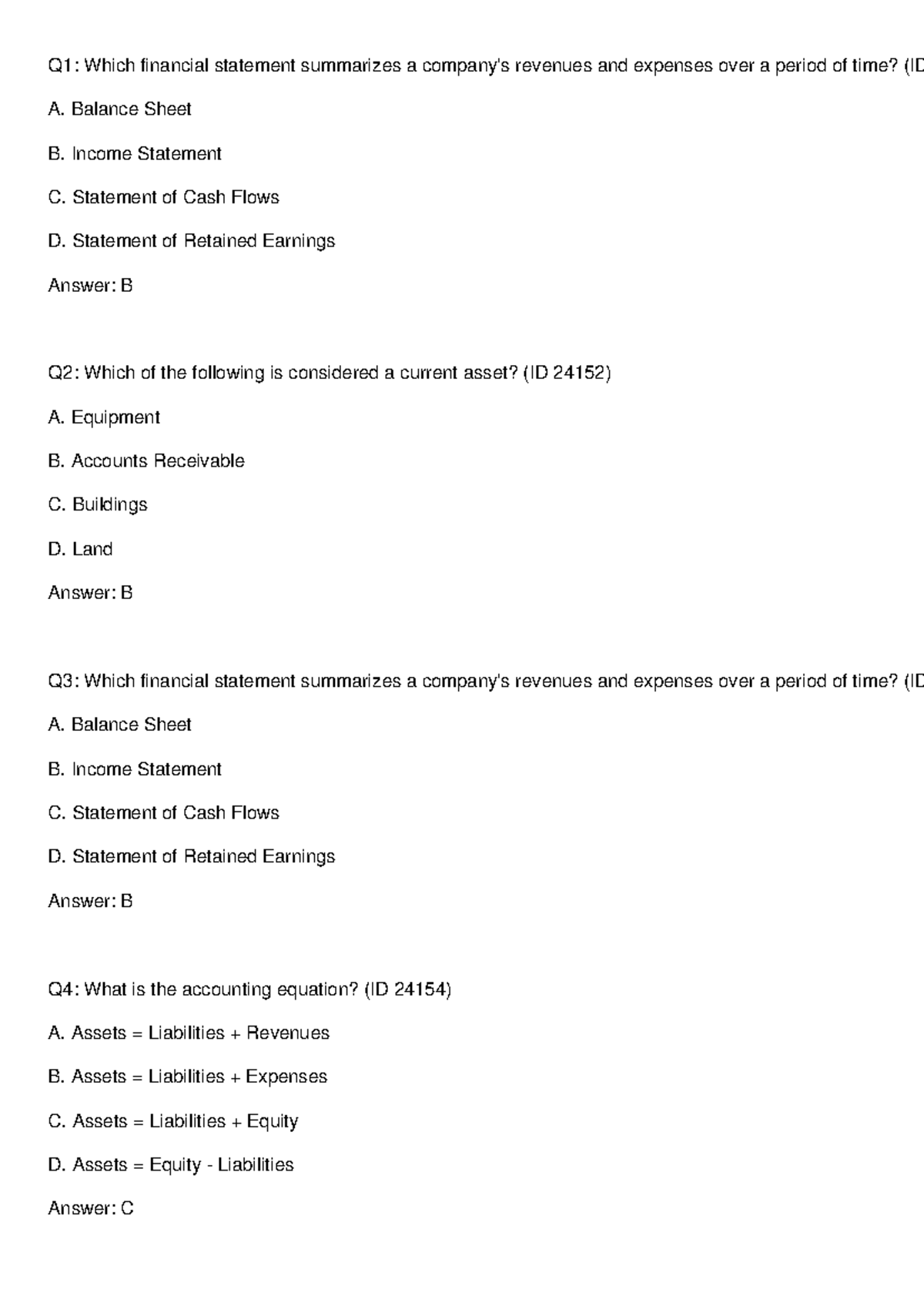 Accounting 406 - Quiz on Financial Statements and Principles - Studocu