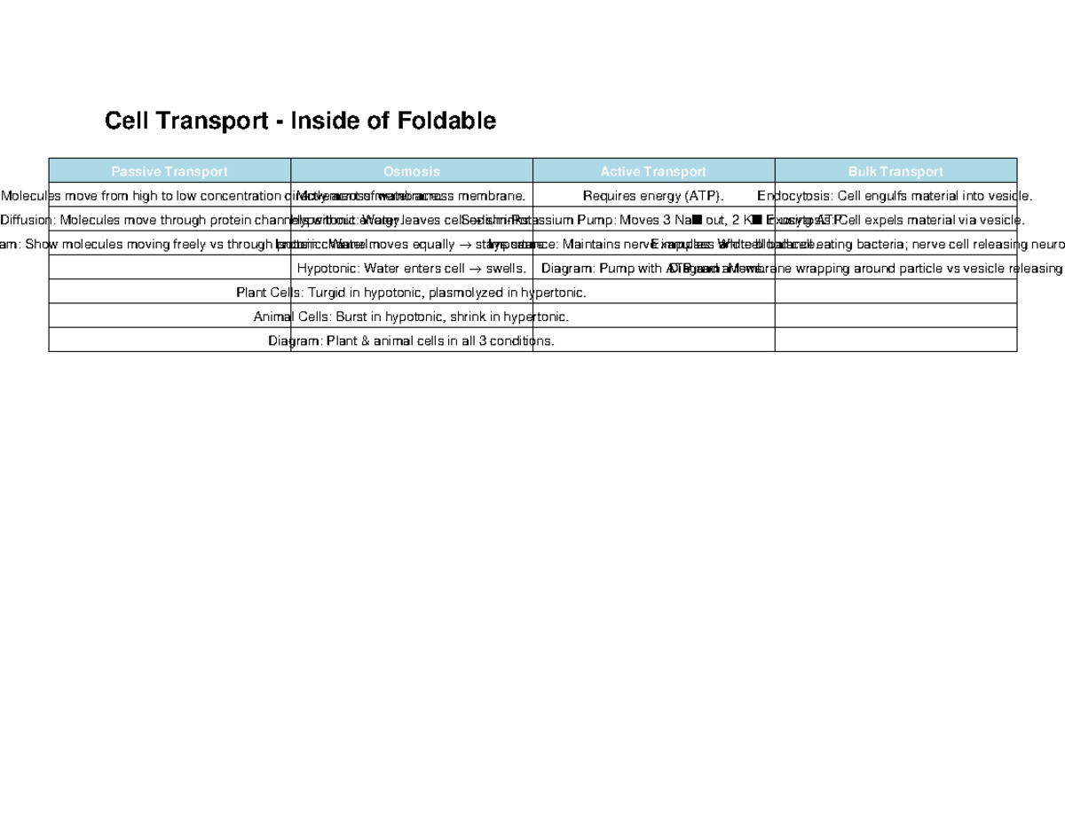 Cell Transport (BIO101) - Passive & Active Mechanisms Explained - Studocu