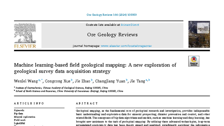 Machine learning-based field geological mapping A new exploration of ...