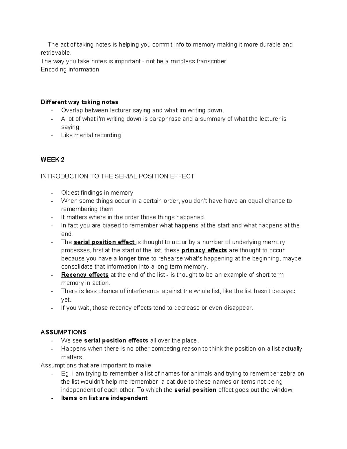 PSYCH322 WK1-2: Understanding Memory and the Serial Position Effect ...