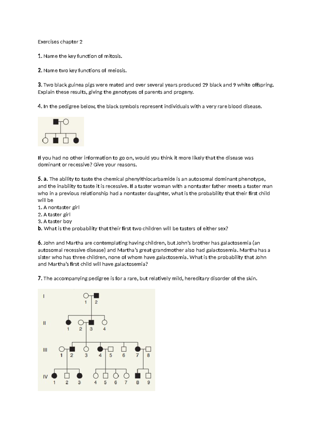 Exercises Chapter 2: Key Functions of Mitosis & Meiosis - Studeersnel