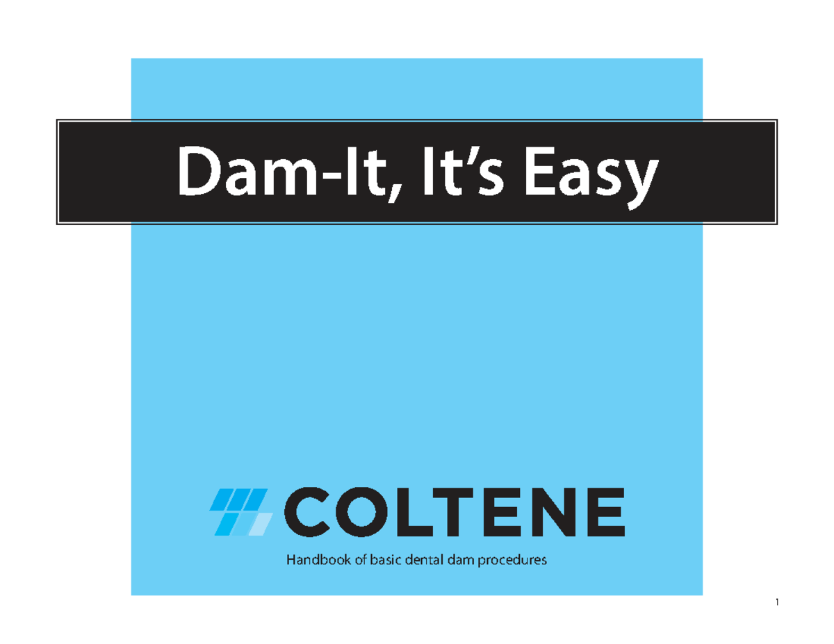 Easy Handbook of Basic Dental Dam Procedures (Course Code: DENT 101 ...