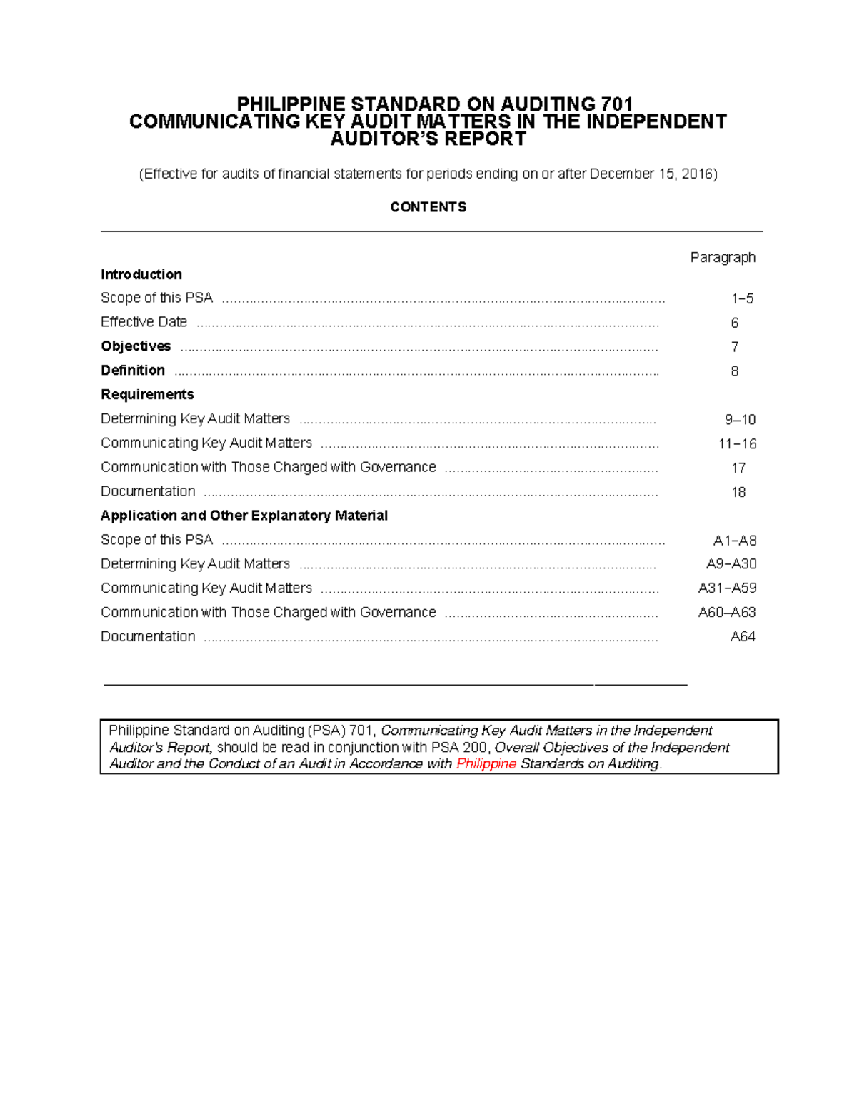 PSA 701 - Communicating Key Audit Matters in Auditor’s Report - Studocu