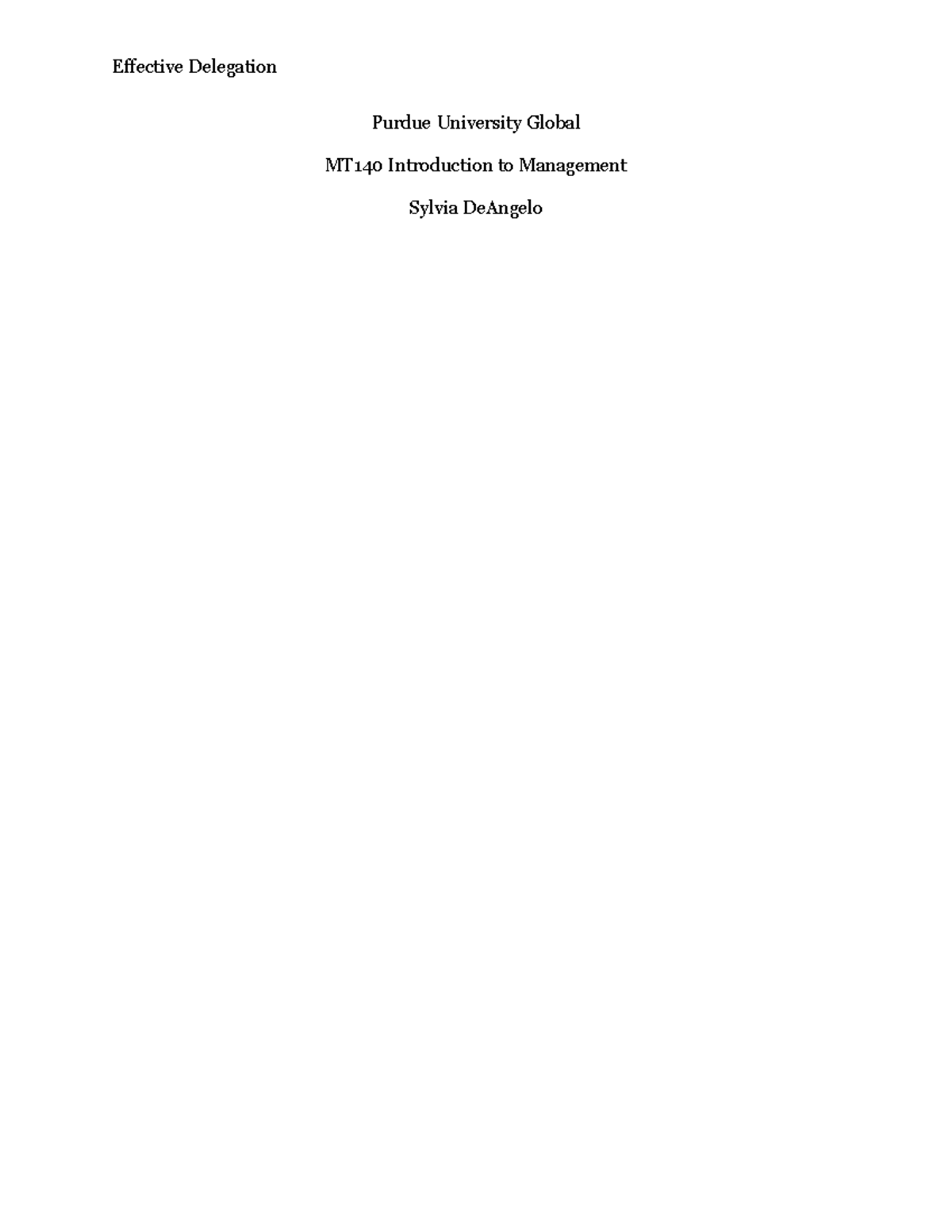 MT140 Unit 3 - Effective Delegation in Management Assignments - Studocu