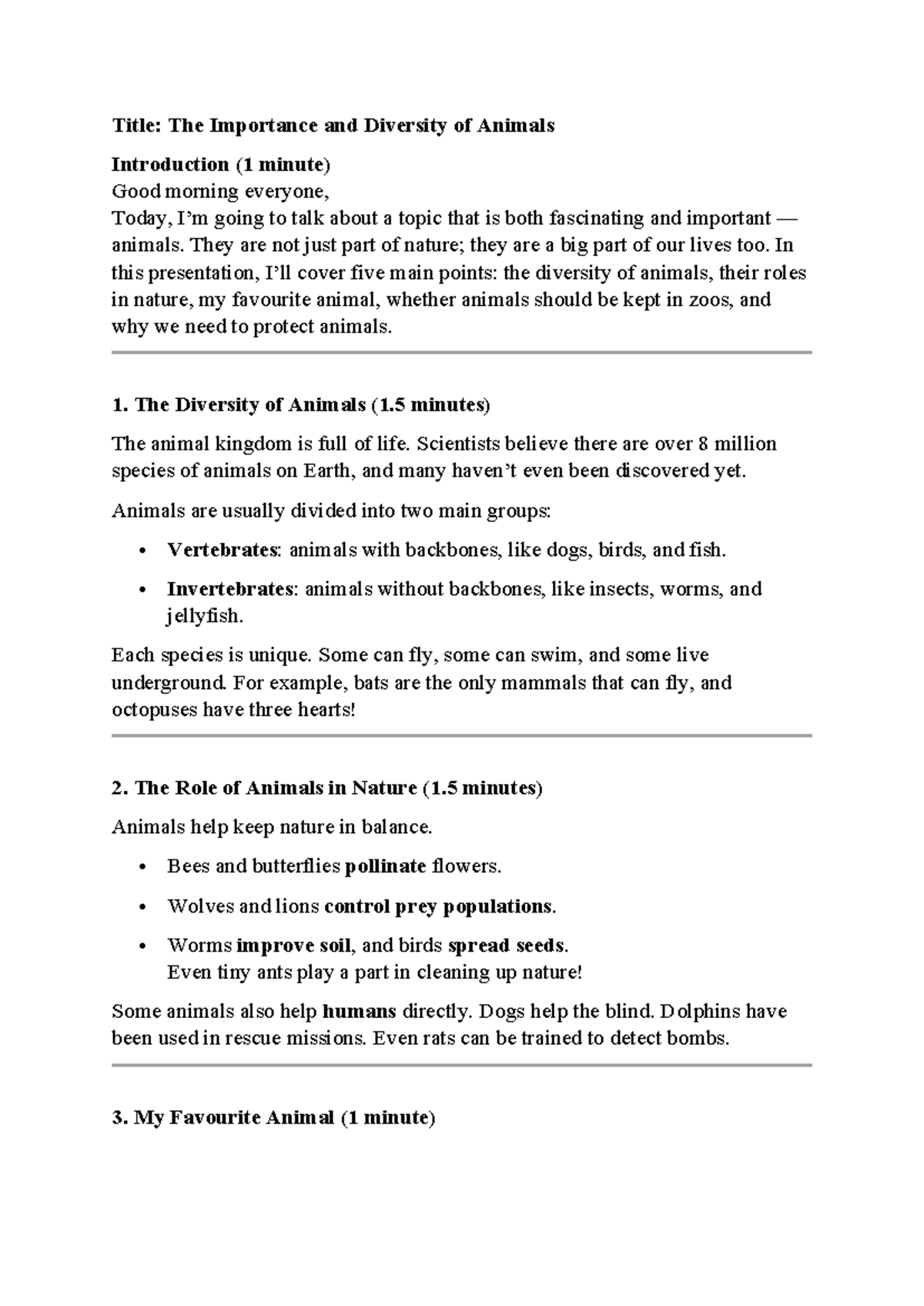 Title: The Importance and Diversity of Animals - Presentation Notes ...