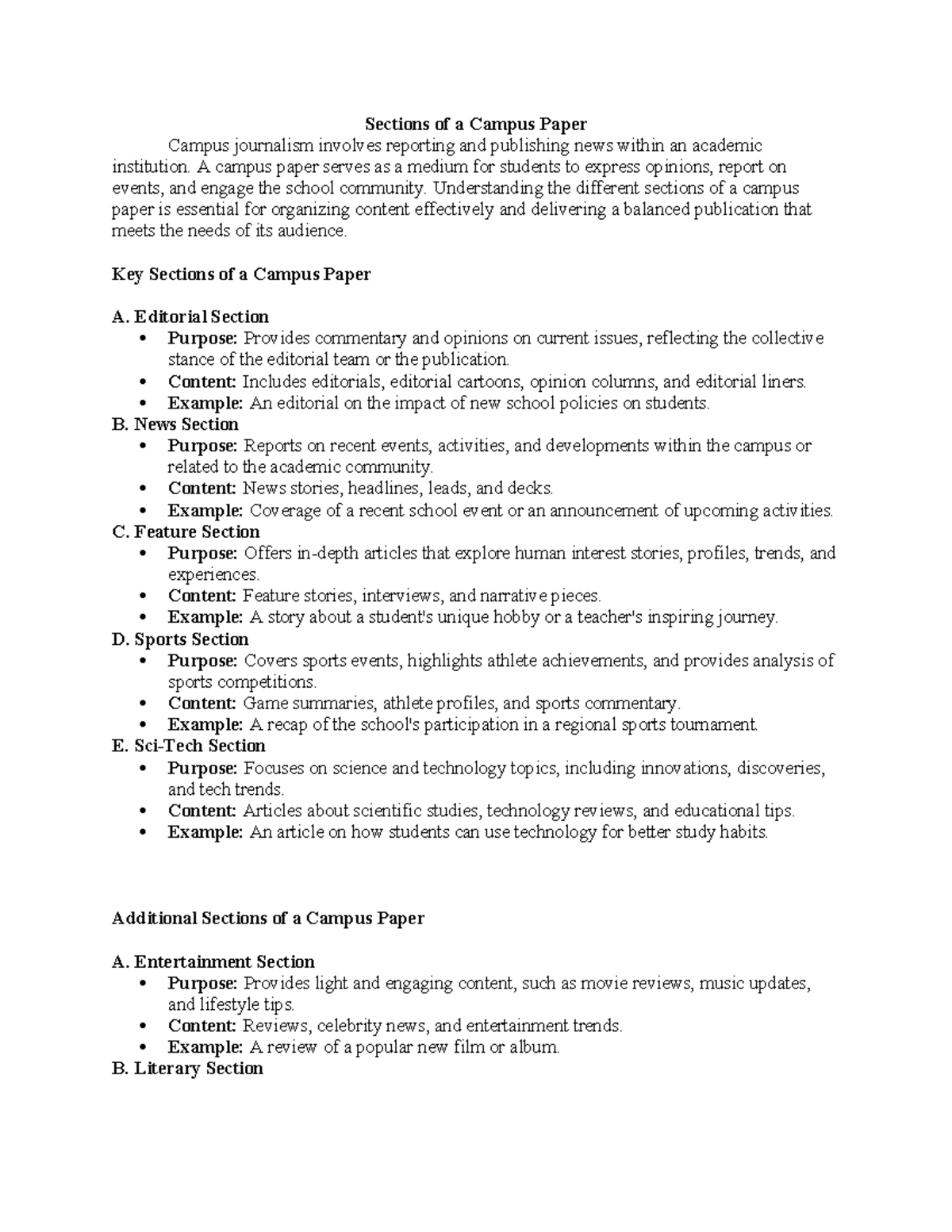 Chapter 2: Understanding Campus Paper Sections for Effective Journalism ...