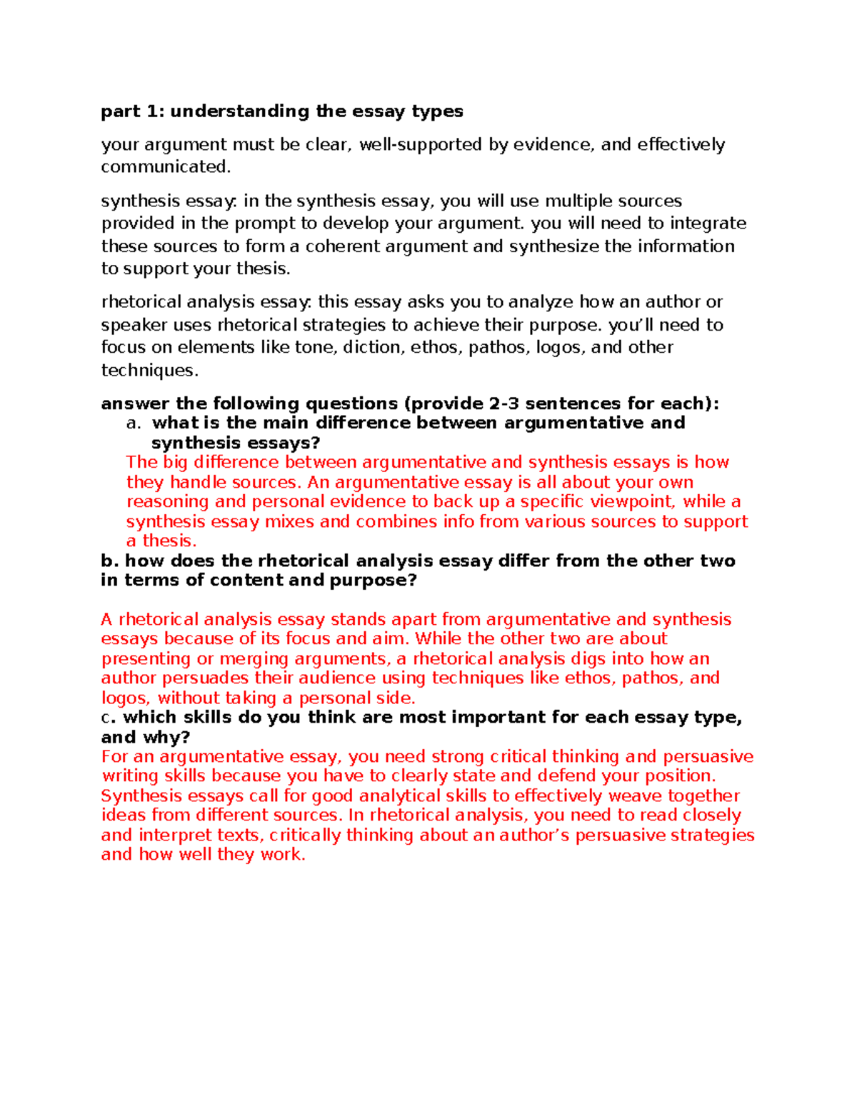 Understanding the 3 Essay Types for AP Lang: Argument, Synthesis ...
