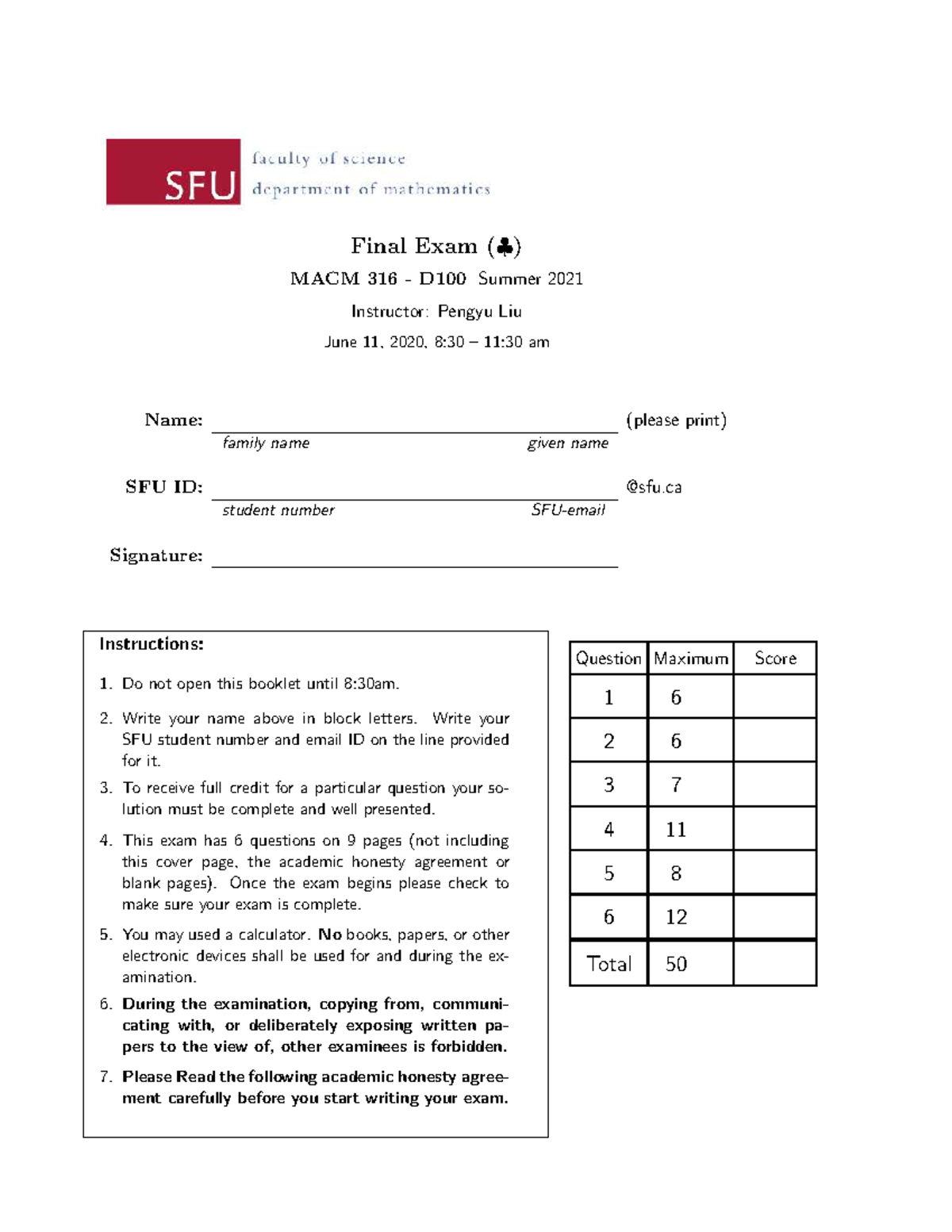 Final Exam MACM 316 D100 Summer 2021 - Detailed Solutions - Studocu