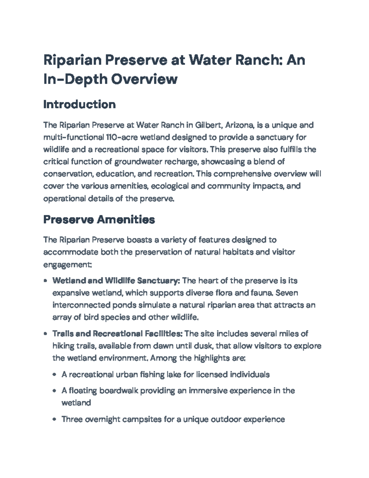 Riparian Preserve at Water Ranch: Overview of Wildlife & Recreation ...