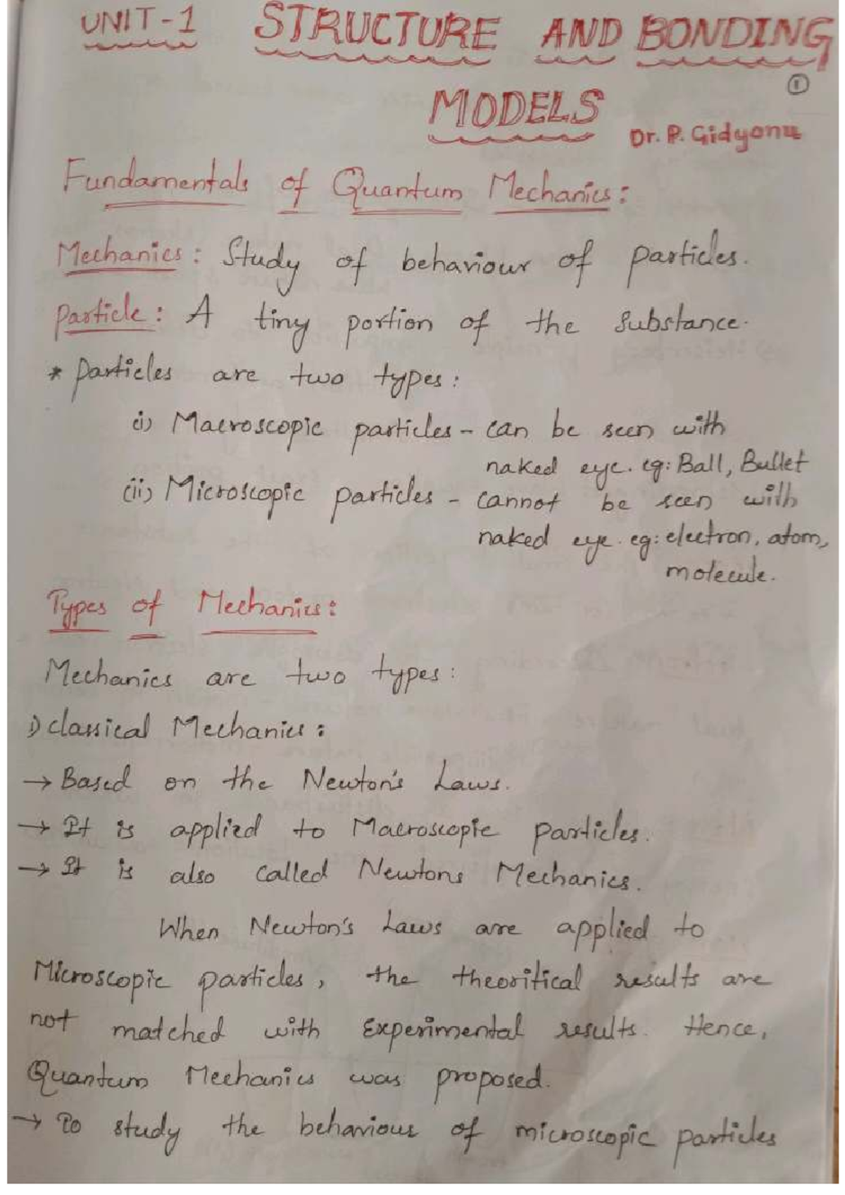 Chemistry-Unit-1: Structure and Bonding Models Study Guide - Studocu