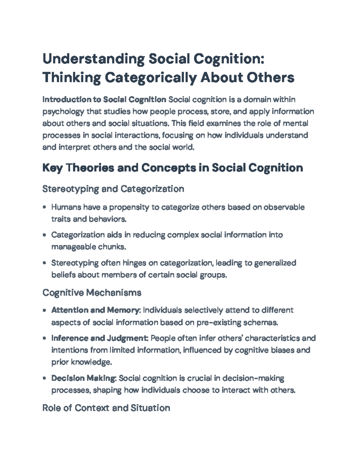 Understanding Social Cognition: Theories, Applications, and Impacts ...