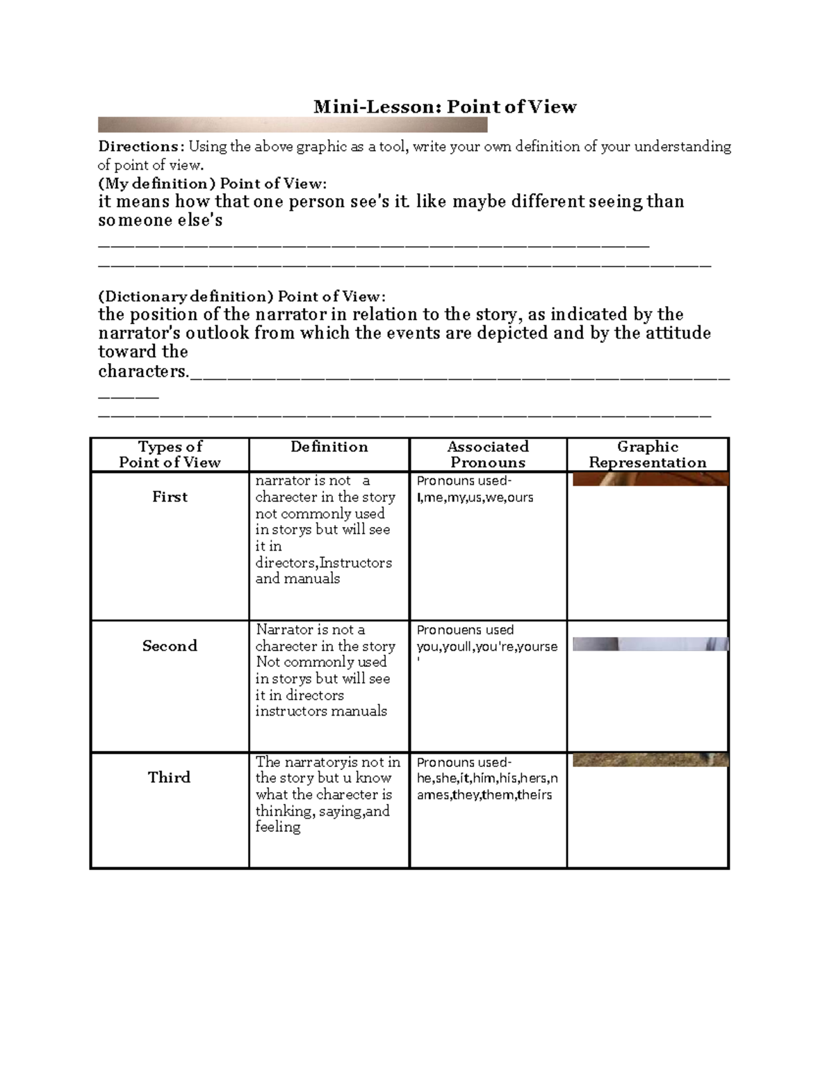 POV Definitions & Types: Graphic Organizer Guide - Studocu