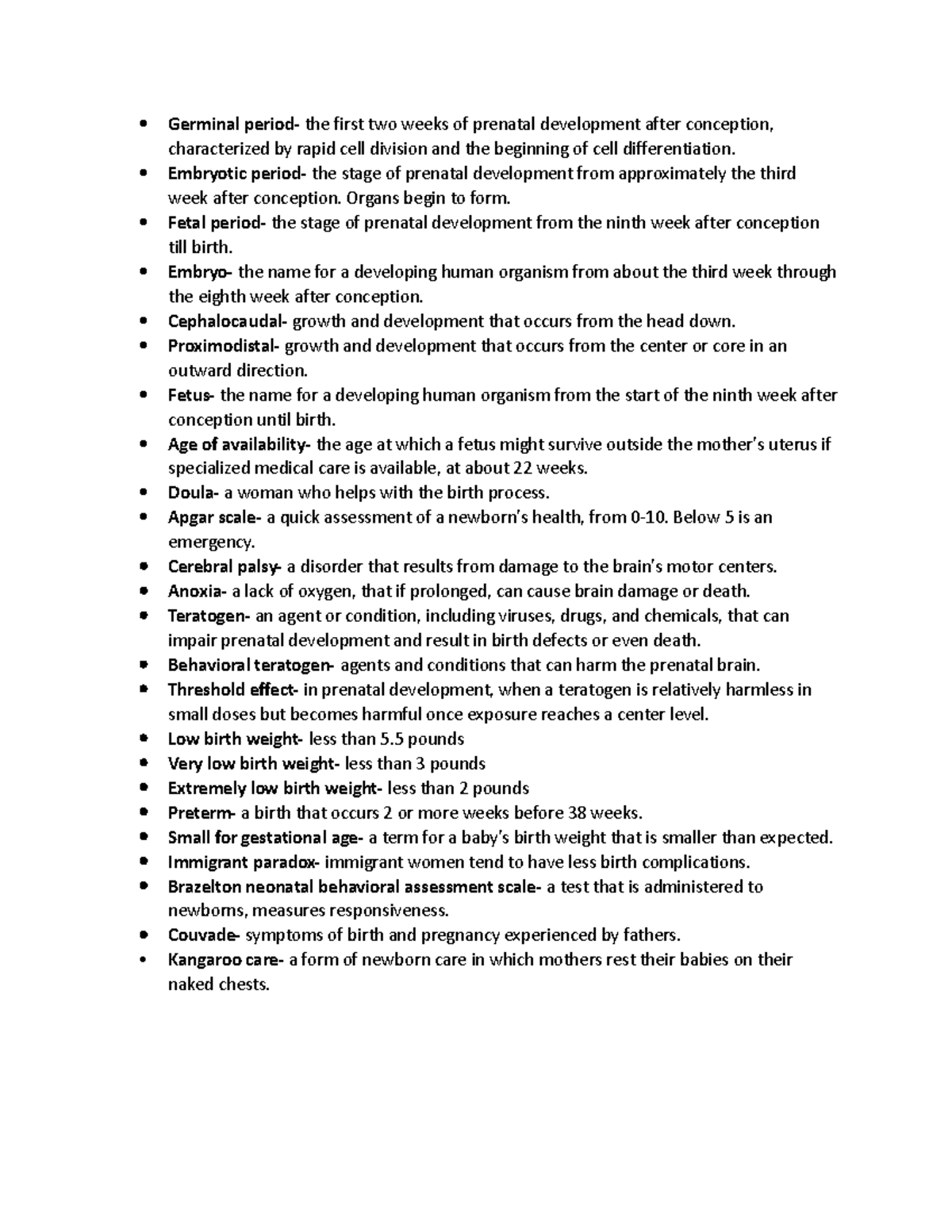 Chapter 4: Key Concepts in Prenatal Development and Birth Factors - Studocu
