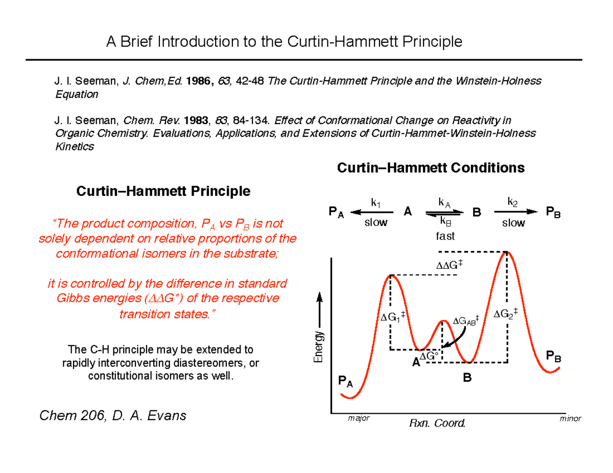 Curtin-Hammett Principle Overview and Applications - Chem 206 - Studocu