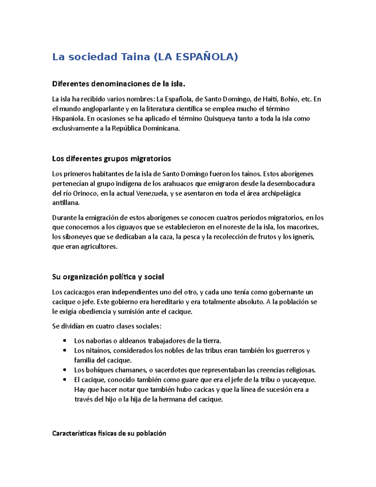 La sociedad Taína: Origen, Costumbres y Características (LA ESPAÑOLA ...