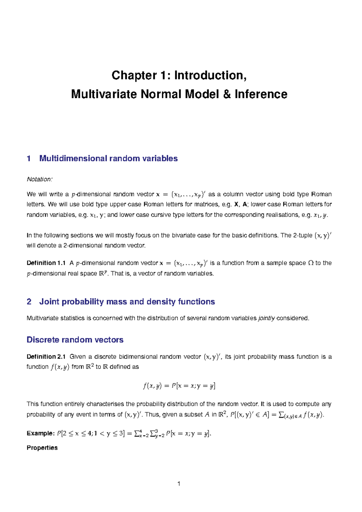 Multivariate Data Analysis (MATH 101) - Chapter 1: Introduction to ...