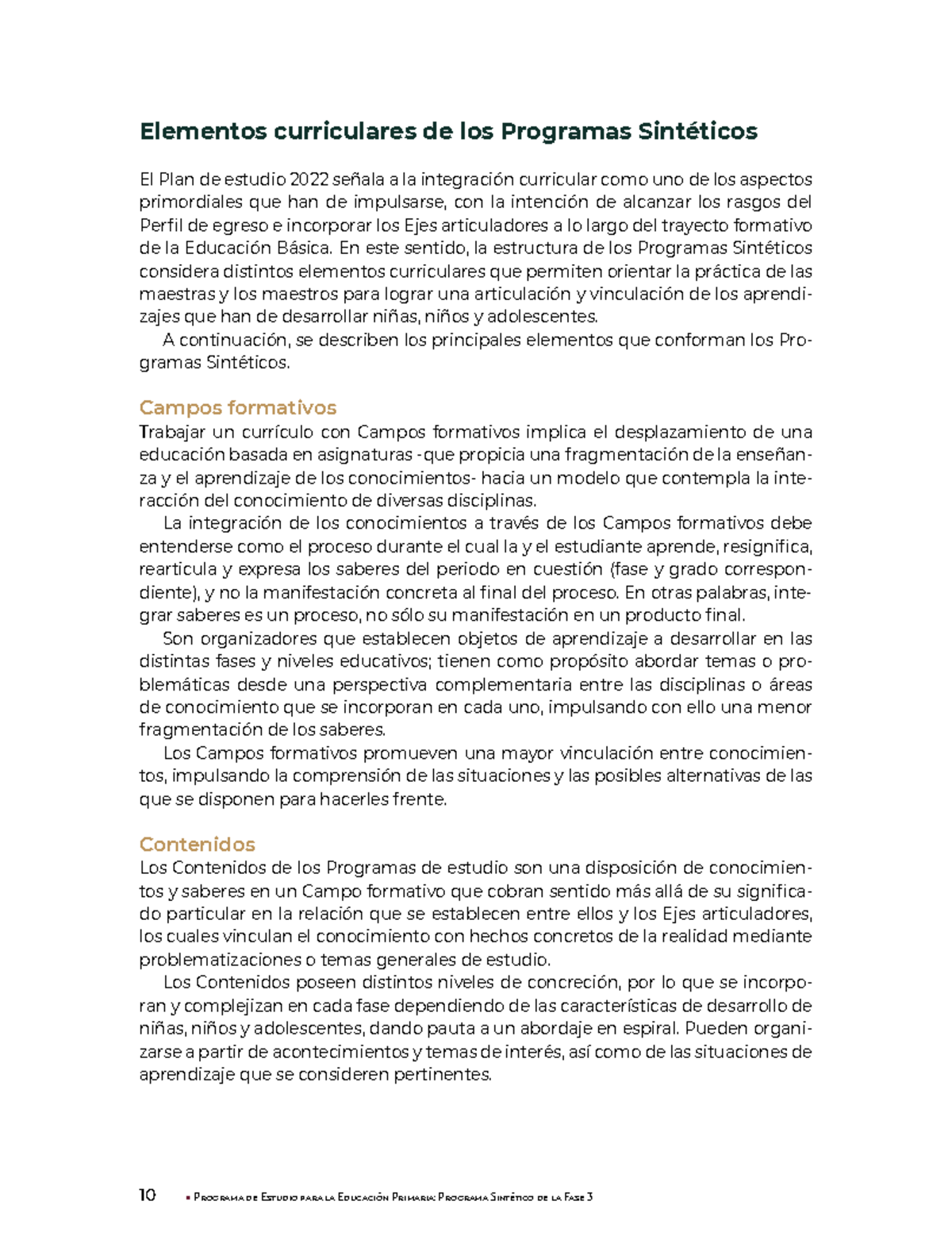 Programa Sintético de Educación Primaria: Elementos Curriculares Fase 3 - Studocu