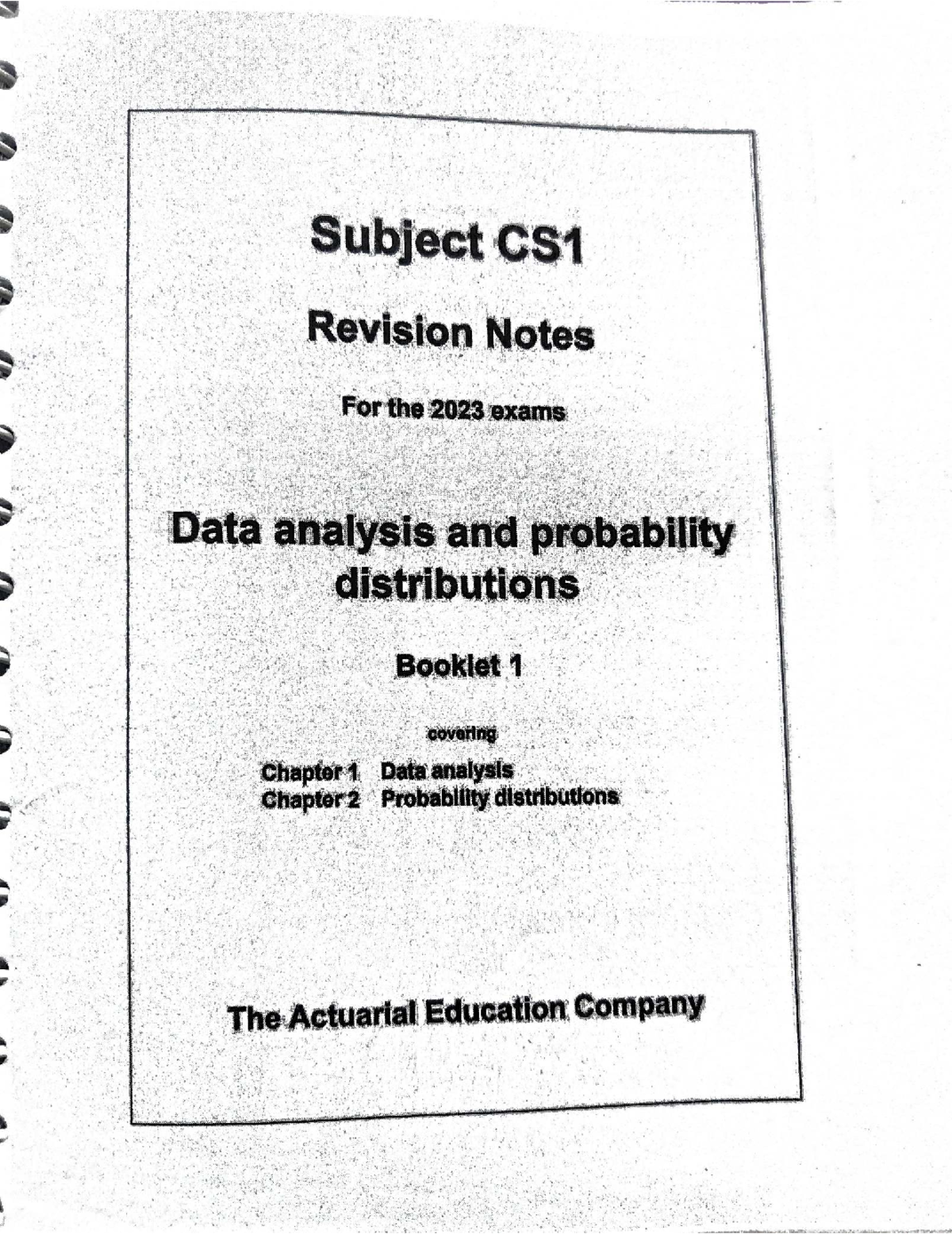 CS1 Booklet 1: Comprehensive Revision Notes for 2023 Exams - Studocu