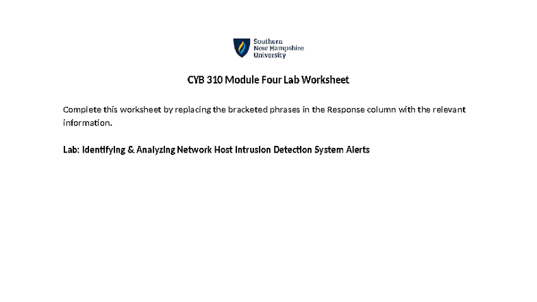 CYB 310 Module Four Lab Worksheet Gregory FIca - CYB 310 Module Four ...
