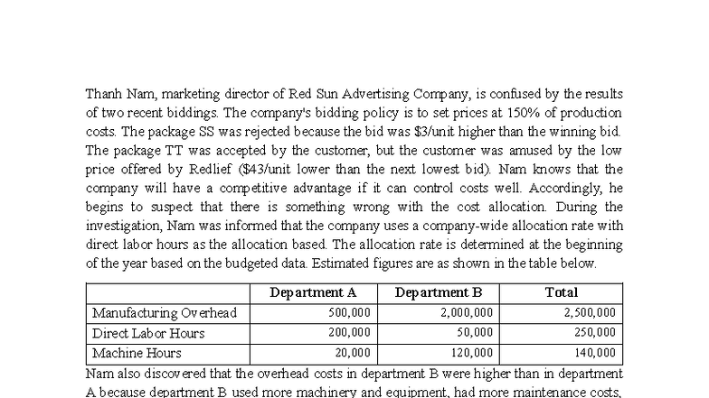 Cost Allocation Analysis for Bidding: Chapter 6 Insights - Studocu