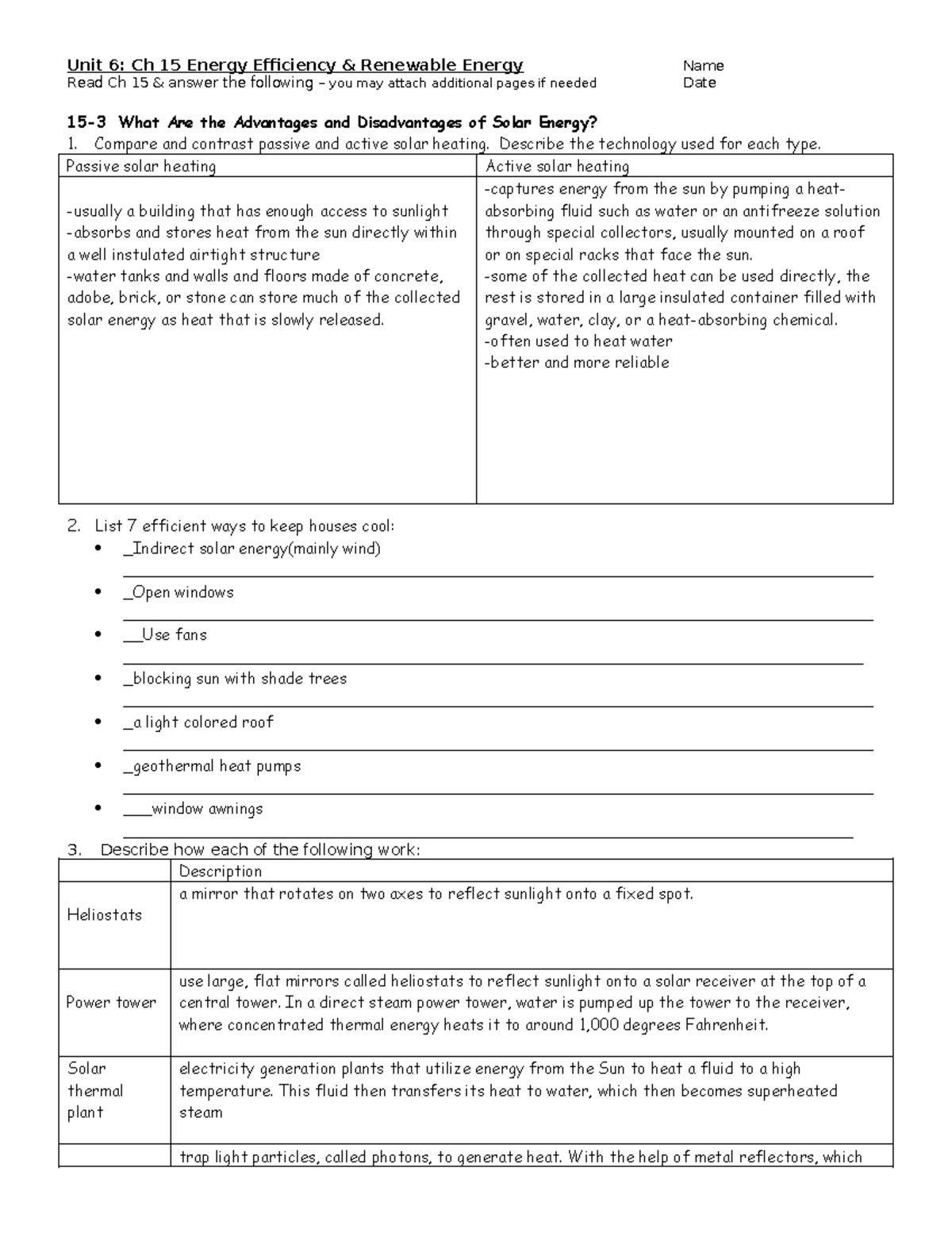 Ch 15 Guided Reading: Energy Efficiency & Renewable Energy Insights ...
