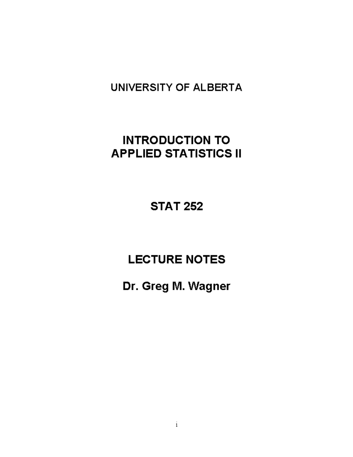 STAT 252 Lecture Notes: Introduction to Applied Statistics II - Studocu