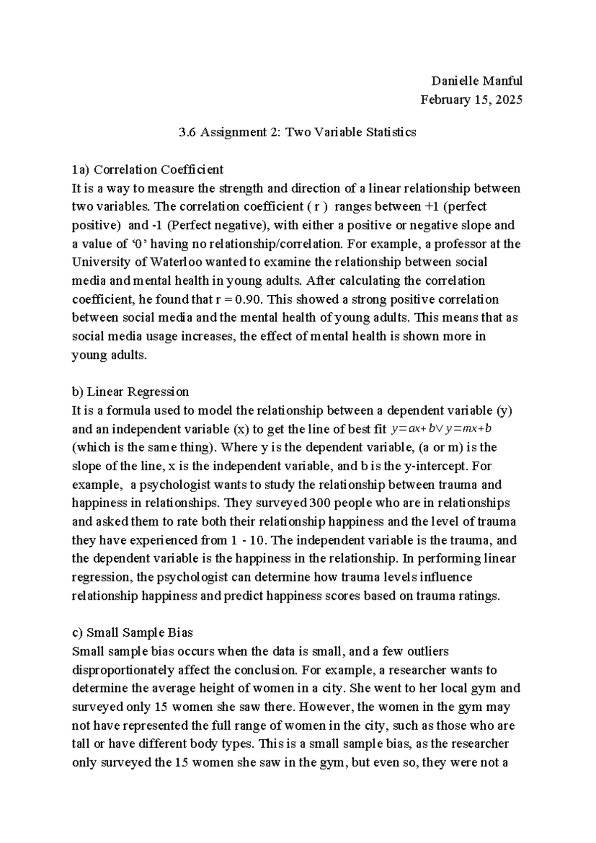 3.6 Assignment 2: Exploring Two Variables in Statistics - Studocu