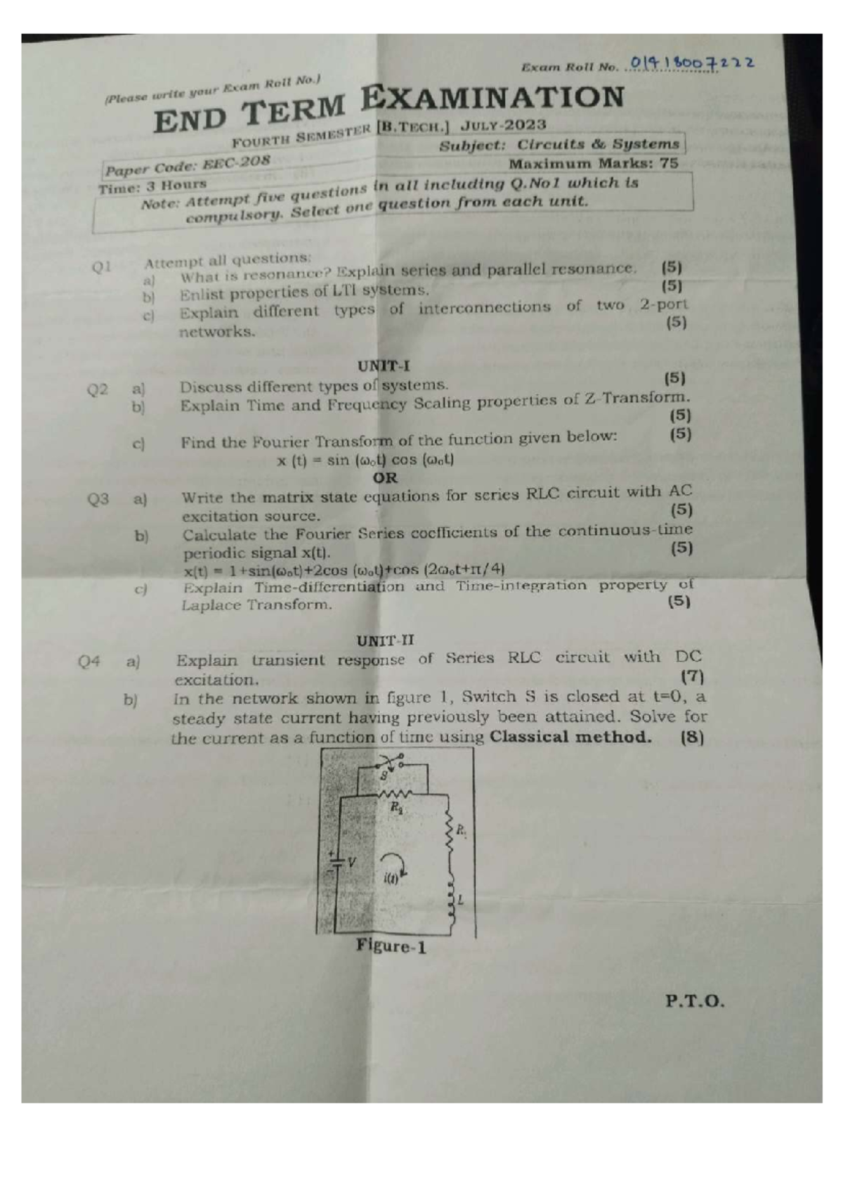 CNS 2024-2025: Final Exam Paper on Circuit Systems (End Term) - Studocu