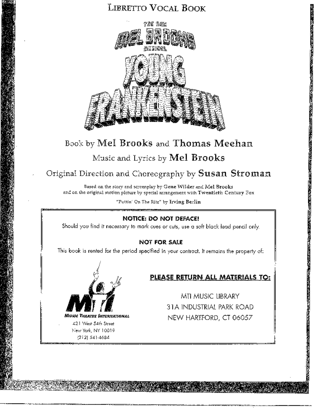Young Frankenstein Script (396053421) - Musical Libretto - Studocu