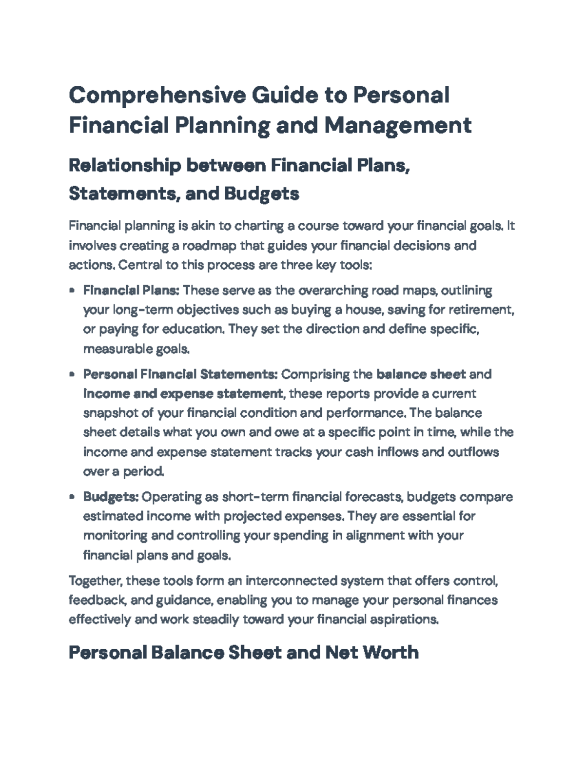 Comprehensive Guide to Personal Financial Planning (FIN 101) - Studocu