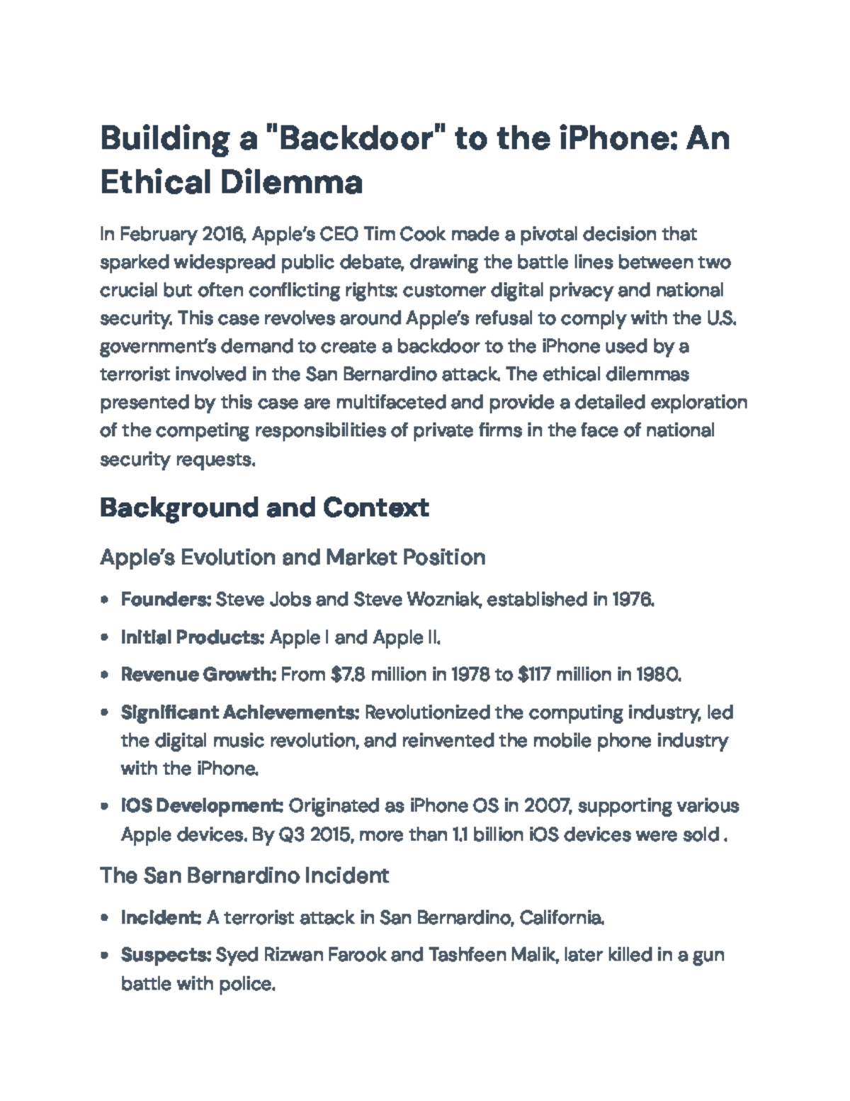 Ethical Implications of Apple's Stance on National Security (Course ...