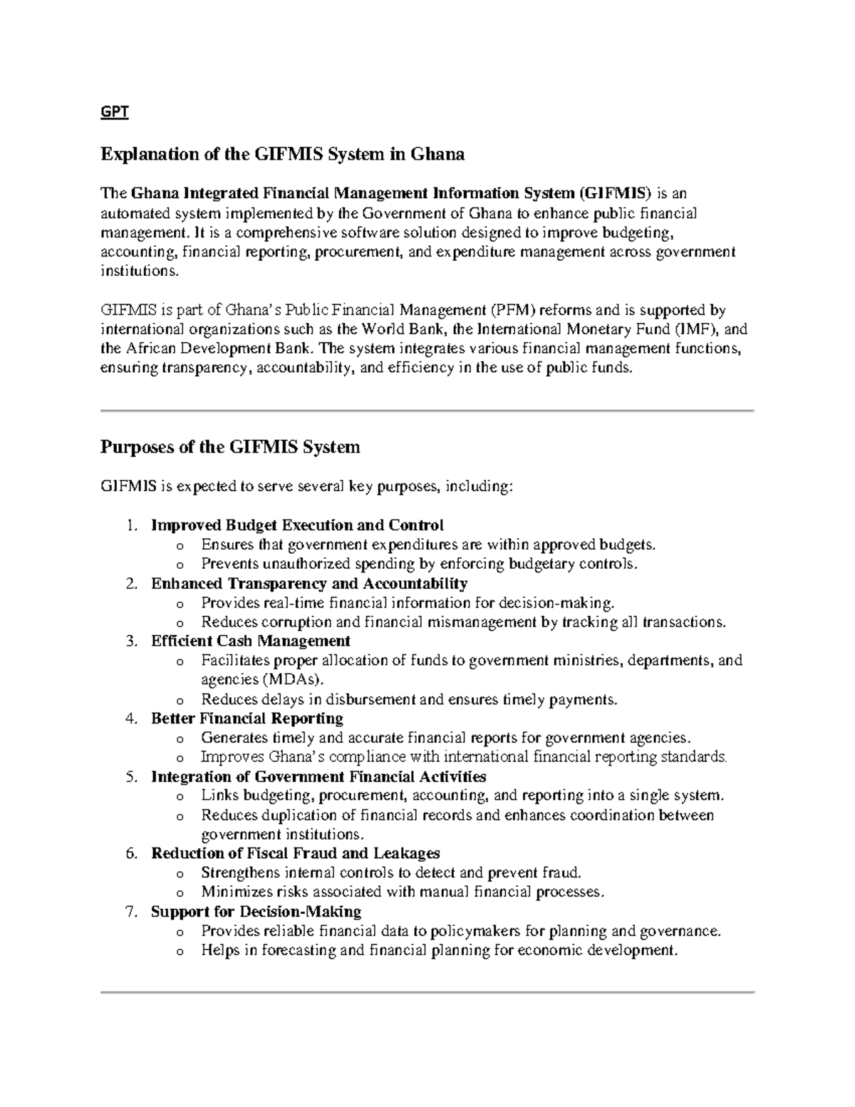GIFMIS (Ghana) Tutorial: Overview and Challenges of Implementation ...