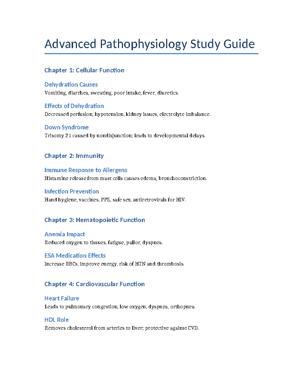 Advanced Pathophysiology Study Guide: Key Concepts & Chapter Summaries ...